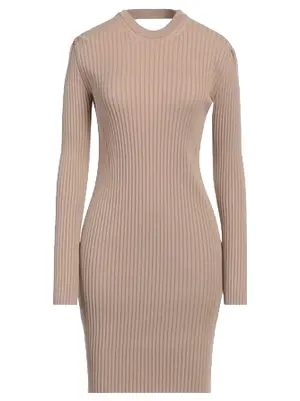 SEMICOUTURE Mini Bodycon Ribbed-Knit Dress Pink