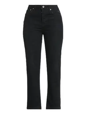 Maje Straight-leg Jeans With Leather Trims - Black
