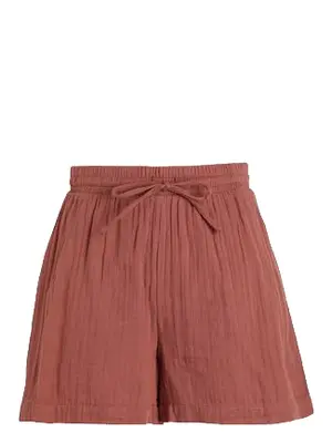PIECES Relaxed Fit Cotton Shorts Brown