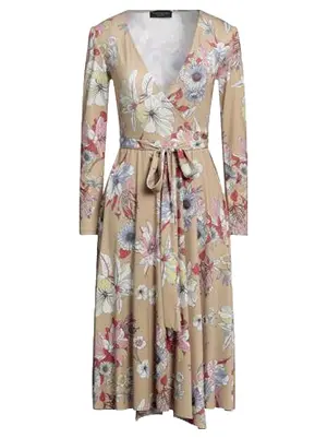 ANGELA MELE MILANO Floral-print Midi Wrap Dress - Beige