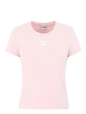 PUMA Logo-Print T-Shirt Pink
