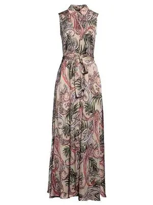LIU •JO Paisley Print Maxi Shirt Dress - Beige
