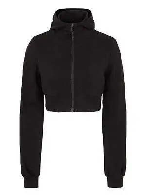 8 BY YOOX Organic Cotton Long Sleeve Cropped Hooded Sweatshirt - Black