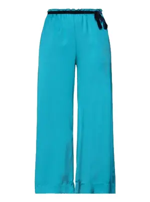 VIRNA DRÒ Wide-Leg Cropped Pants Blue