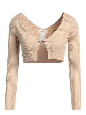 VICOLO VICOLO Ribbed Knit Shrug Beige