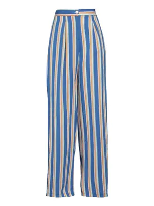 KAOS Striped Wide Leg Pants - Blue