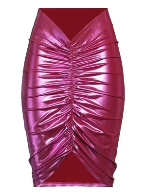 Andamane THE ANDAMANE Metallic Pencil Midi Skirt Pink
