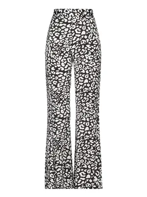 KAOS Leopard-print Viscose Pants - Black