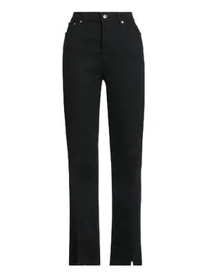 Maje Straight-leg Jeans With Leather Trim - Black