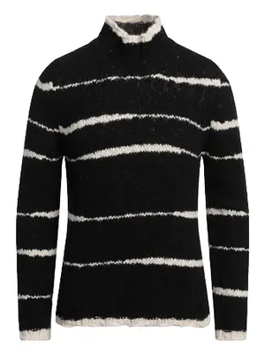 Alpha Studio Striped Turtleneck Knit Top Black