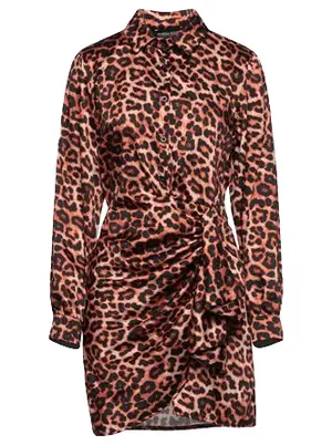 VANESSA SCOTT Mini Leopard-print Satin Shirt Dress - Orange