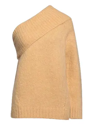 SOLOTRE Knitted One-shoulder Sweater - Beige