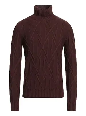 Alpha Studio Turtleneck Merino Wool Sweater Brown