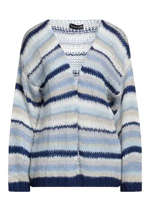 VANESSA SCOTT Striped Knit Cardigan - Blue