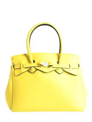 Save My Bag Tote Handbag With Bow Detail And Brand Logo - Yellow