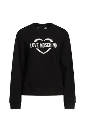 Moschino Cotton Fleece Sweatshirt With Metallic Print Black
