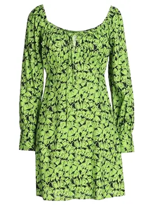 Topshop Mini Floral Print Dress - Green