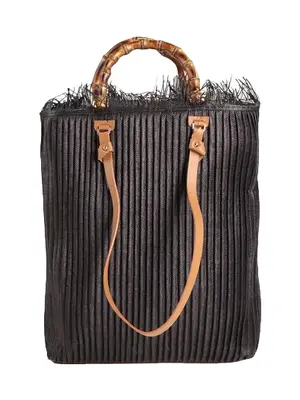 ANITA BILARDI Handbag In Polyamide, Calfskin And Bamboo - Black