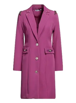 MARÇI BY GIL SANTUCCI Plain Weave Overcoat With Metal Appliqués Purple