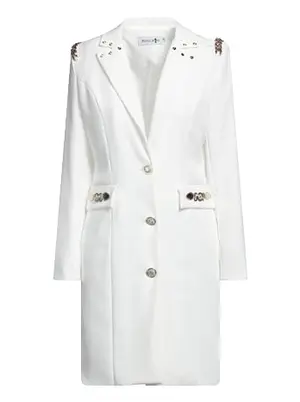 MARÇI BY GIL SANTUCCI Plain Weave Overcoat With Metal Appliqués White