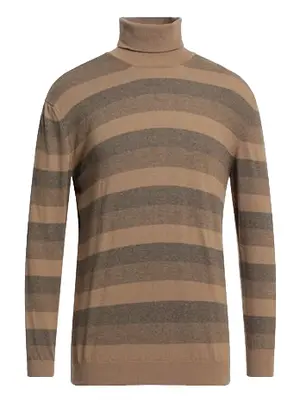 CASHMERE COMPANY Striped Wool And Cashmere Turtleneck - Beige