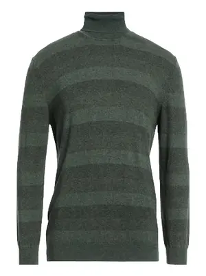 CASHMERE COMPANY Striped Wool And Cashmere Turtleneck Green