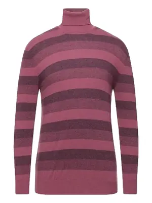 CASHMERE COMPANY Striped Wool And Cashmere Turtleneck - Purple