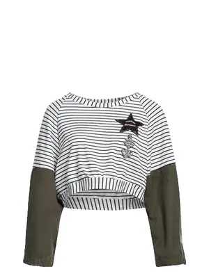 BRAND UNIQUE Striped French Terry Sweatshirt - White
