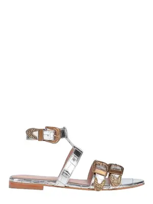 TWINSET Leather Sandals - Silver