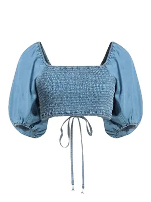Patrizia Pepe Chambray Crop Top - Blue