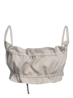 OW Ruched Woven Top - Beige