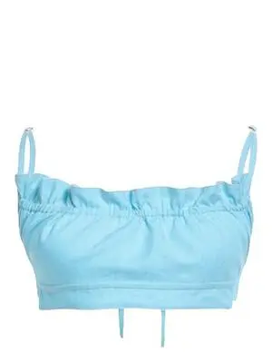 OW Ruched Woven Top - Blue