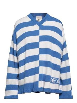 SEMICOUTURE Striped V-neck Sweater - Azure