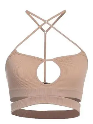 ANDREĀDAMO Ribbed Jersey Crop Top Beige