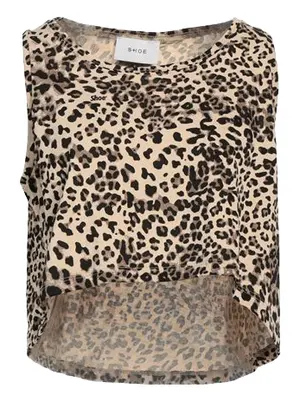SHOE Leopard-print Cotton Top - Beige