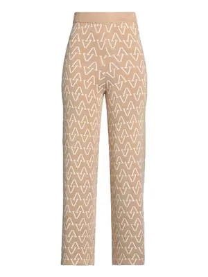 VICOLO Wide Leg Knit Pants - Beige