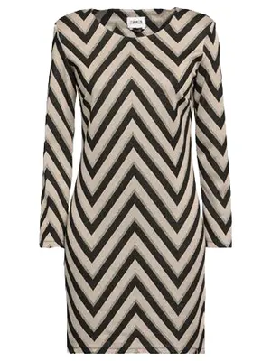 BERNA Mini Dress With Herringbone Pattern - Beige