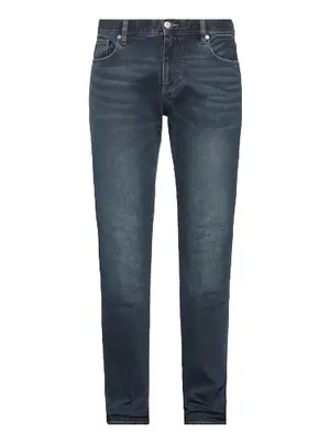 Armani Exchange Straight-leg Jeans With Leather Trims - Blue