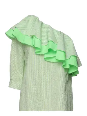AGLINI One-shoulder Striped Top - Green