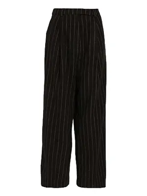 Topshop Pinstriped Flannel Wide Leg Pants - Brown