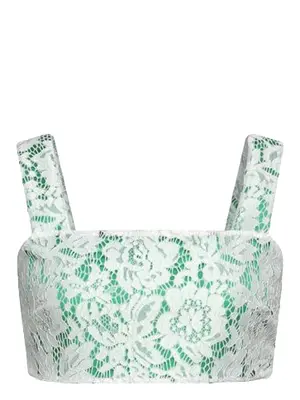 VICOLO VICOLO Floral Lace Crop Top Green