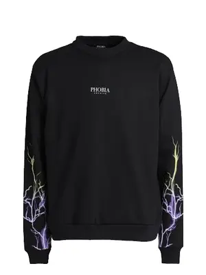 PHOBIA ARCHIVE Lightning Print Crewneck Sweatshirt - Black