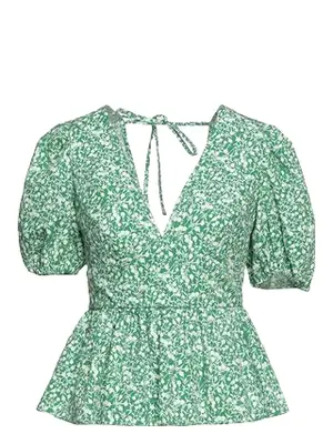 Topshop Peplum Floral Top - Green