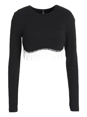 Only Crop Top With Appliqués - Black