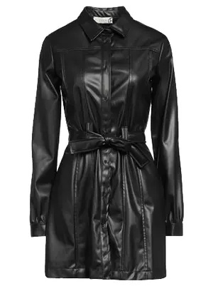 HAVEONE Coated Mini Shirt Dress With Belt - Black