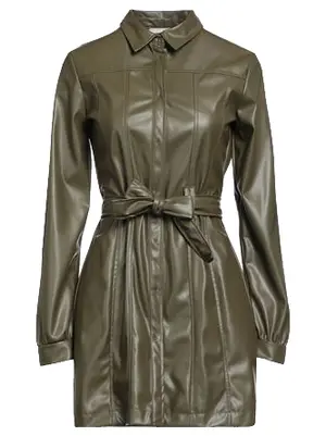 HAVEONE Coated Mini Shirt Dress With Belt Green