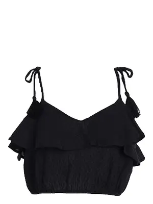 Topshop Ruched Woven Top - Black