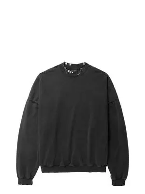 Balenciaga Pierced Embellished Distressed Cotton-jersey Sweatshirt - Black