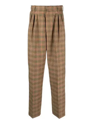 Kenzo Checkered Pleated Tailored Trousers - Neutrals