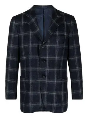 Kiton Plaid-check Single-breasted Blazer - Blue